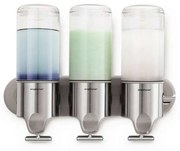 Simplehuman Koupelnové doplňky - Dávkovač tekutého mýdla, šamponu a kondicionéru s držákem, 3x 444 ml, kartáčovaná nerez BT1029