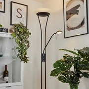 Brilliant G93035/06 Stojací lampa FINN LED se čtecím ramenem ČERNÁ