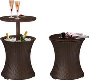 Bar Keter® COOL BAR RATTAN, hnědý, multifunkční, zahradní stůl, kulatý
