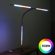 Stolní LED lampa NOX s RGBW efekty, svěrka, dálkový ovladač