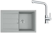 Franke - Kuchyňský set T115Š, tectonitový dřez S2D 611-78 a baterie FS 3230.031, šedá/chrom 143.0687.349