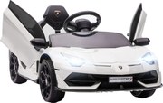 HOMCOM dětské elektrické autíčko 12V s dálkovým ovládáním 2.4G, MP3 přehrávačem, klaksonem a světlem pro děti od 3-5 let, bílé elektrické vozidlo | A…