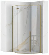Pětiúhelníkový sprchový kout REA DIAMOND 90x90 cm, zlatý kartáčovaný/transparent - bez vaničky