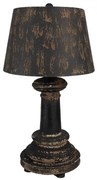 Černá kovová stolní lampa s dřevěnou nohou Pascal – 35x64 cm