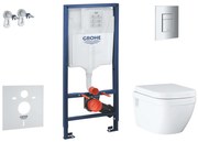 Grohe Solido - Set předstěnové instalace, klozetu a sedátka Euro Ceramic, softclose, tlačítko Even, chrom SANI15BB1104