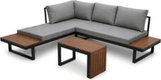 Zahradní set NOREVIA - polywood, hliník, látka, šedá / hnědá