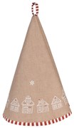 Hnědá kulatá bavlněná utěrka s motivem perníkových domečků Gingerbread Bliss – 80 cm