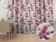Biante Bavlněný závěs Sandra SA-635 Růžovofialové orchideje na bílém 150x140 cm