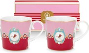 Pip Studio Love Birds sada 2 ks hrnků 165ml, červeno-růžová (Sada hrnků v dárkovém balení)