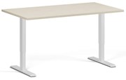 Výškově nastavitelný stůl, 140x80 cm, 1 motor, bílá podnož, bříza