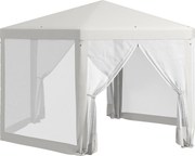 Outsunny Pavilon 4x3m Hexagonální Voděodolný Stabilní Zimní Pavilon s Moskytiérou a 6 Bočními Panely pro Zahradní Akce, Krémová | Aosom