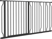 Bezpečnostní branka pro psy PawHut, 75-145 cm, nastavitelná, otevírání do dvou směrů, dvojité zamykání, montáž bez vrtání, ABS, ocel, černá| Aosom