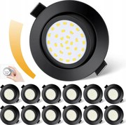 Led zapuštěné reflektory, 5 W, stmívatelné, 230 V, 600 l, IP44, 12 kusů