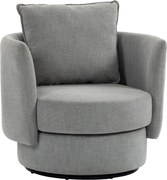 HOMCOM 360° Swivel Lounge Chair with Cushion, Linen-Look Accent Armchair for Bedroom & Living Room, Light Gray | Aosom