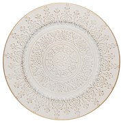 Bílo-zlatý kulatý servírovací podnos/talíř Ornament - Ø 33*1 cm