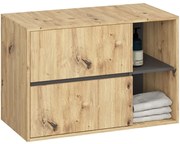 Skříňka pod umyvadlo VAMI W90 2SZ dub artisan / garafitová / šedá