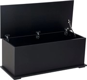 HOMCOM Dřevěný úložný box s víkem, nosnost max. 120 kg pro ložnici a obývací pokoj 100x40x40 cm Černý | Aosom