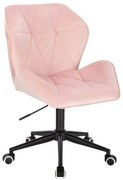 LuxuryForm DESIGN Otočná židle MILANO MAX VELUR na černé podstavě s kolečky - světle růžová