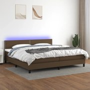 Box spring postel s matrací a LED tmavě hnědá 200x200 cm textil