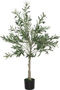 HOMCOM Umělý Olivový Strom 120 cm - Realistický Vnitřní Strom s Realistickými Listy a Plody, Umělá Zelená Rostlina pro Domov, Kancelář, Obývací Pokoj,