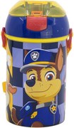 Plastová láhev na pití s brčkem, víčkem a popruhem Tlapková patrola - Paw Patrol - motiv Rescue Pups - 450 ml