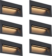 Sada 6 moderních zapuštěných nástěnných svítidel černá 16 cm vč. LED IP65 - Mert