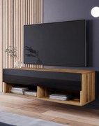 TV stolek Lowboard A, dub wotan / černý lesk