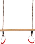 SwingKing Houpací hrazda s kovovými kruhy, 58 cm