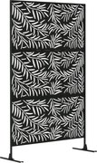 Outsunny Zábrana do pokoje 3-panelová 122 x 198 cm Ochranný panel s podstavcem s vzorem vrbového listu pro oddělení místností do zahrady, na terasu, o