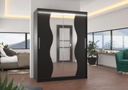 ADRK Furniture Posuvná skříň se zrcadlem a LED osvětlením RENZO 150 SW-REN-B-150+L-V202