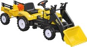 HOMCOM Šlapací traktor s přívěsem, šlapací vozidlo s lopatou, dětské vozidlo traktor pro děti od 3 let, žlutý | Aosom