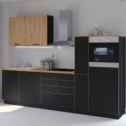 Kuchyňská linka Blacky Černá/dub artisan 280 s pracovní deskou