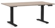 Výškově nastavitelný stůl OfficeTech D, 140 x 80 cm, černá podnož, dub