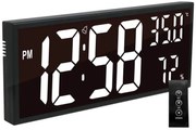JVD Digitální černé nástěnné hodiny s LED podsvícením bílé číslice JVD DH309.1