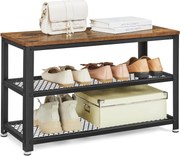Botník, úložník na boty se 2 policemi, rustikální hnědá a černá