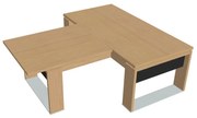 Stůl Verno+ S 200 x 220 cm s jednacím prvkem, dub světlý / černá