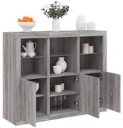 Příborníky s LED osvětlením 3 ks šedé sonoma kompozitní dřevo 3209105