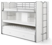 Bílá patrová dětská postel s výsuvným lůžkem s úložným prostorem s roštem 90x200 cm Bonny – Vipack