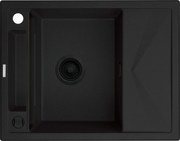 Deante Magnetic, granitový dřez na desku 640x500x219 mm Z/KO, 3,5" + prostorově úsporný sifon, 1-komorový, černá, ZRM_N11A