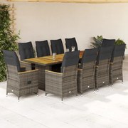 11dílný zahradní bistro set s poduškami šedý polyratan 3277254