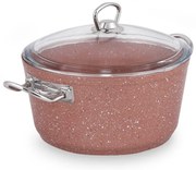 Růžový hliníkový hrnec s poklicí Güral Porselen Classic, ø 22 cm