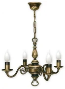 12 Arms stained Dutch chandelier made of manually pressed brass