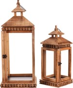 Set dvou dřevěných luceren hnědý DA211 BR (2 ks)