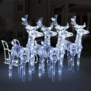 Vánoční sobi se sáněmi 240 LED diod akryl