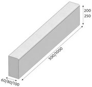 Obrubník betonový CS Beton T8 půlka šedá 80×500×250 mm