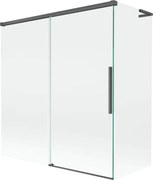 Mexen Rox, L 2-křídlová posuvná vanová zástěna 150 + 70 x 150 cm, 8mm čiré sklo, broušený grafit profil, 8C9L-150-070-66-00