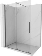 Mexen Velar, sprchová zástěna s posuvnými dveřmi Walk-in 130 x 200 cm, 8mm čiré sklo, broušený grafit, 871-130-000-03-95