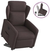 Zvedací polohovací křeslo tmavě hnědé textil 3303139