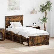 Rám postele s čelo Kouřový dub 75 x 190 cm Masivní borové dřevo 3410667