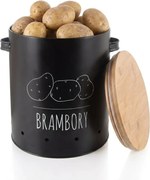 Orion Dóza na brambory, plech/bambus pr. 22,5 cm, BLACK CZ